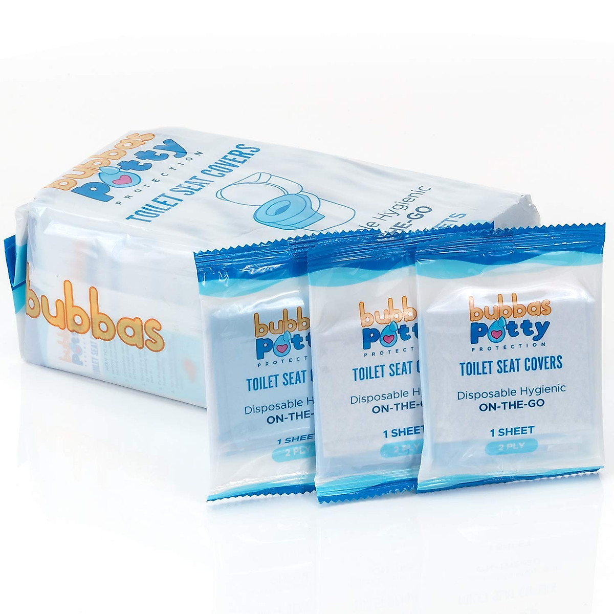 Toilet Seat Covers Disposable (Pack of 40) – Large Individually Wrapped & Liquid Absorbing for Travel in Kids & Adults Size– Adhesive Strips That Sticks to Ensure Toddlers Potty Training