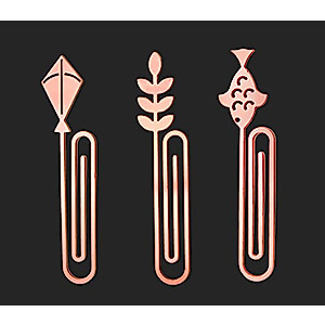 Elegant Hand Etched Metal Bookmark | Set of 3 | Gift for Christmas, Birthday, Anniversary | Includes Gift Box Package | Gift for Women and Men | Color: Rose Gold