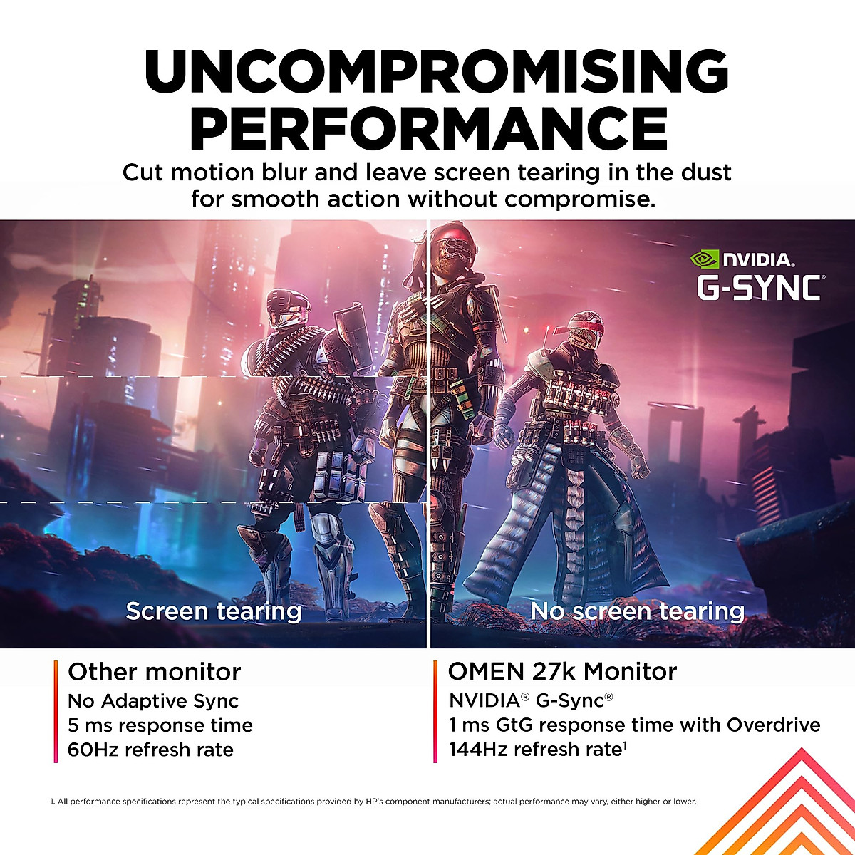 HP OMEN 27k UHD 144Hz Gaming Monitor, 4K UHD Display (3840 x 2160), IPS Panel, 99% sRGB, 95% DCI-P3, 16:9, OMEN Gaming Hub, 27k (2023),black