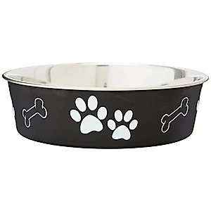 Loving Pets - Bella Bowls - Dog Food Water Bowl No Tip Stainless Steel Pet Bowl No Skid Spill Proof (Large, Espresso Brown)