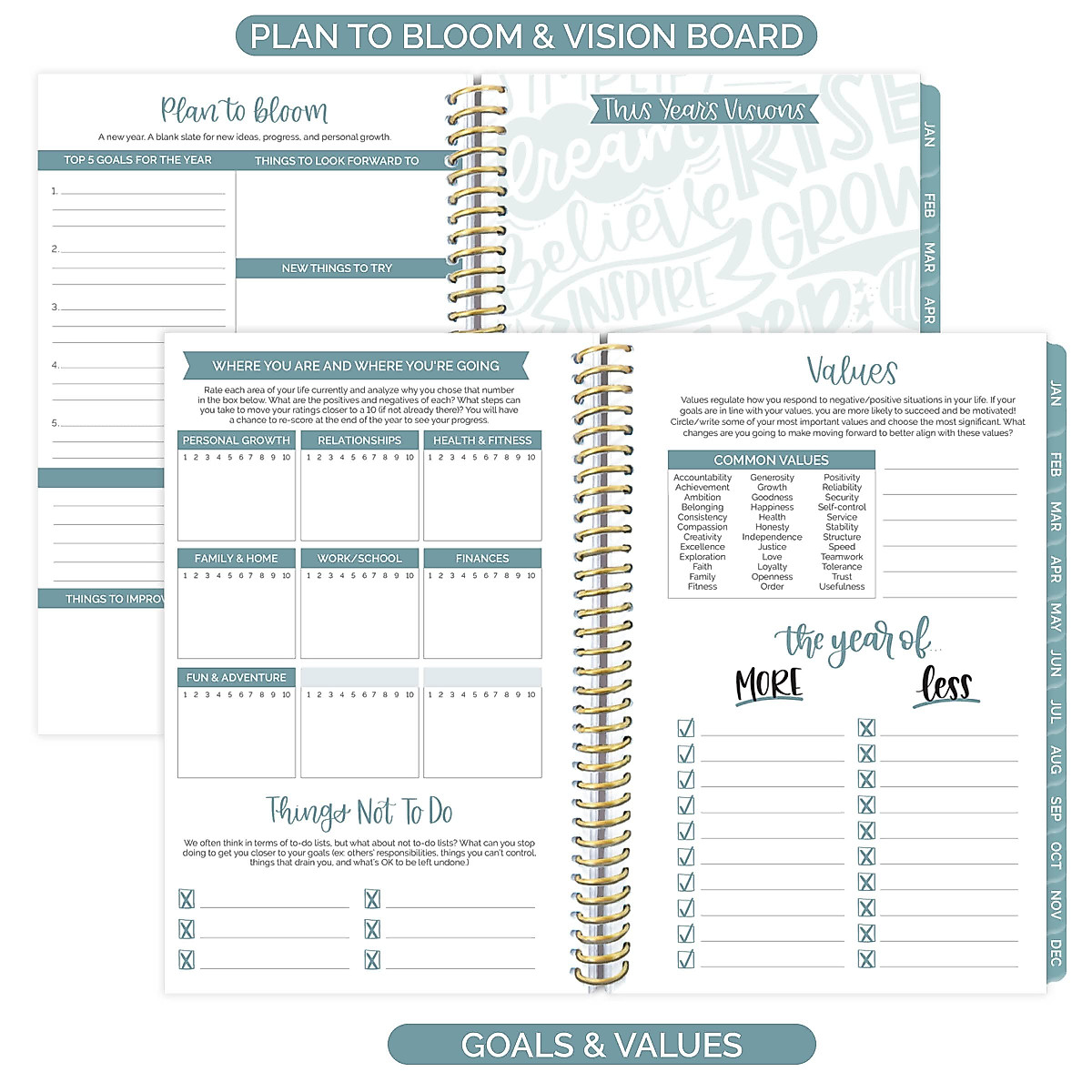 bloom daily planners 2023 Calendar Year Day Planner (January 2023 - December 2023) - 5.5” x 8.25” - Weekly/Monthly Agenda Organizer Book with Stickers & Bookmark - Crystal Blue