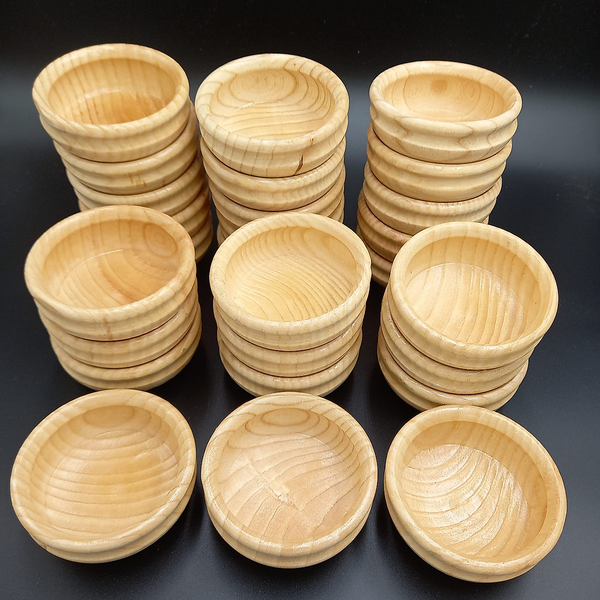 Tubibu Set of 6 Ash Wood Mini Bowls Set, Handmade, Handcrafted Wooden Mini Bowls, Pinch Bowls, Condiment Cups, Salt Cellars, Dip Sauce, Nuts, Candy, Fruits, Appetizer, and Snacks