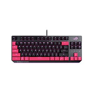 ASUS ROG Strix Scope TKL Electro Punk Mechanical Gaming Keyboard, Cherry MX Red Switches, 2X Wider Ctrl Key for Greater FPS Precision, Gaming Keyboard for PC, Aura Sync RGB Lighting, Quick-Toggle,Pink