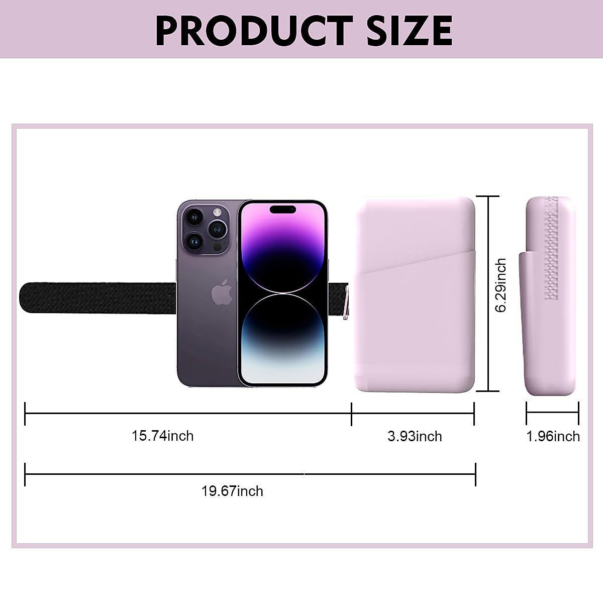 Silicone Water Bottle Pouch for Stanley, Stanley Fanny Pack with Pocket, Stanley Cup Accessories for Stanley Quencher Stanley IceFlow 20 oz 30 oz 40 oz, for Phone, Card, Key, Wallet, Earphone (Purple)