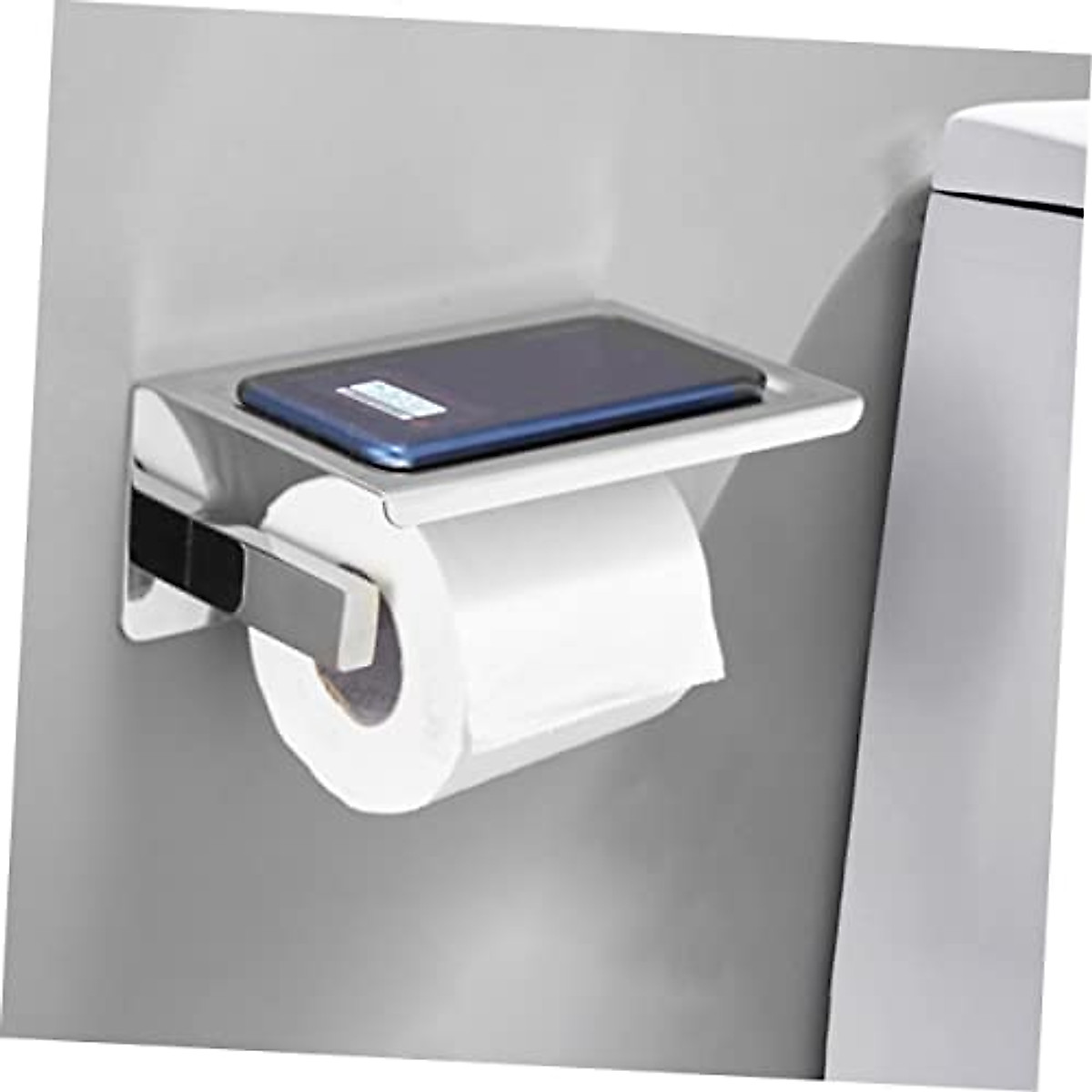 DOITOOL 1pc Paper Towel Holder Toilet Tissue Holder Toilet Stand Stainless Steel Paper Towel Holder Self Adhesive Toilet Paper Dispenser Toilet Tissue Dispenser Holder Shampoo Stand Silver