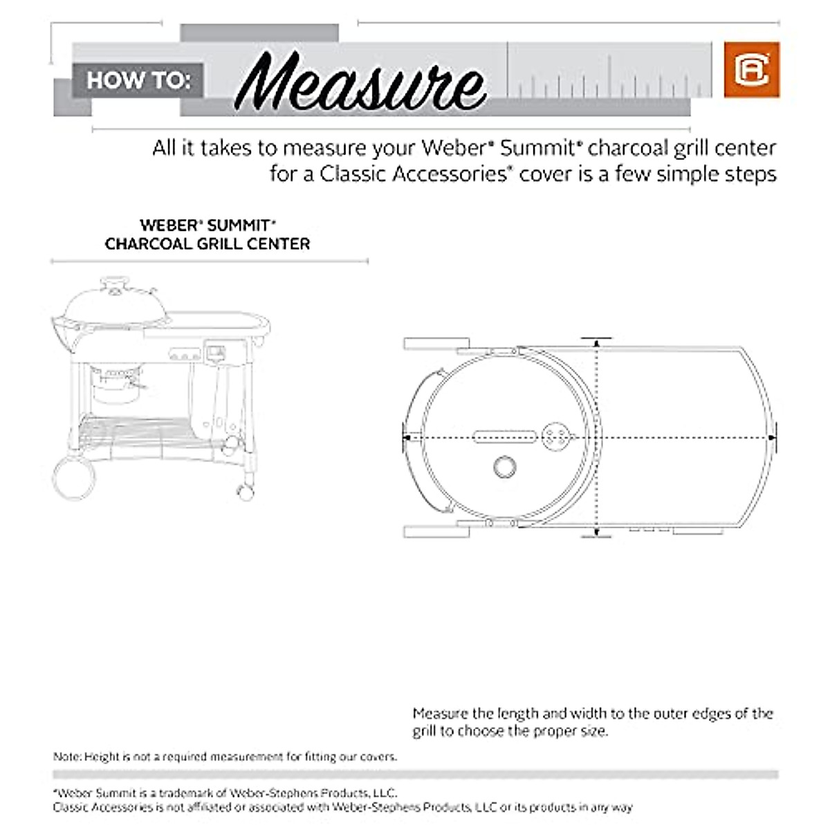 Classic Accessories Ravenna Water-Resistant 57 Inch Grill Center Cover for Weber Summit