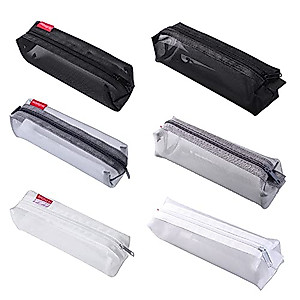 Clear Pencil Bag Big Storage Mesh Bag Nylon Pencil Bag Transparent Pencil Case Clear Pencil Case for Exam School Office,White (Type A)