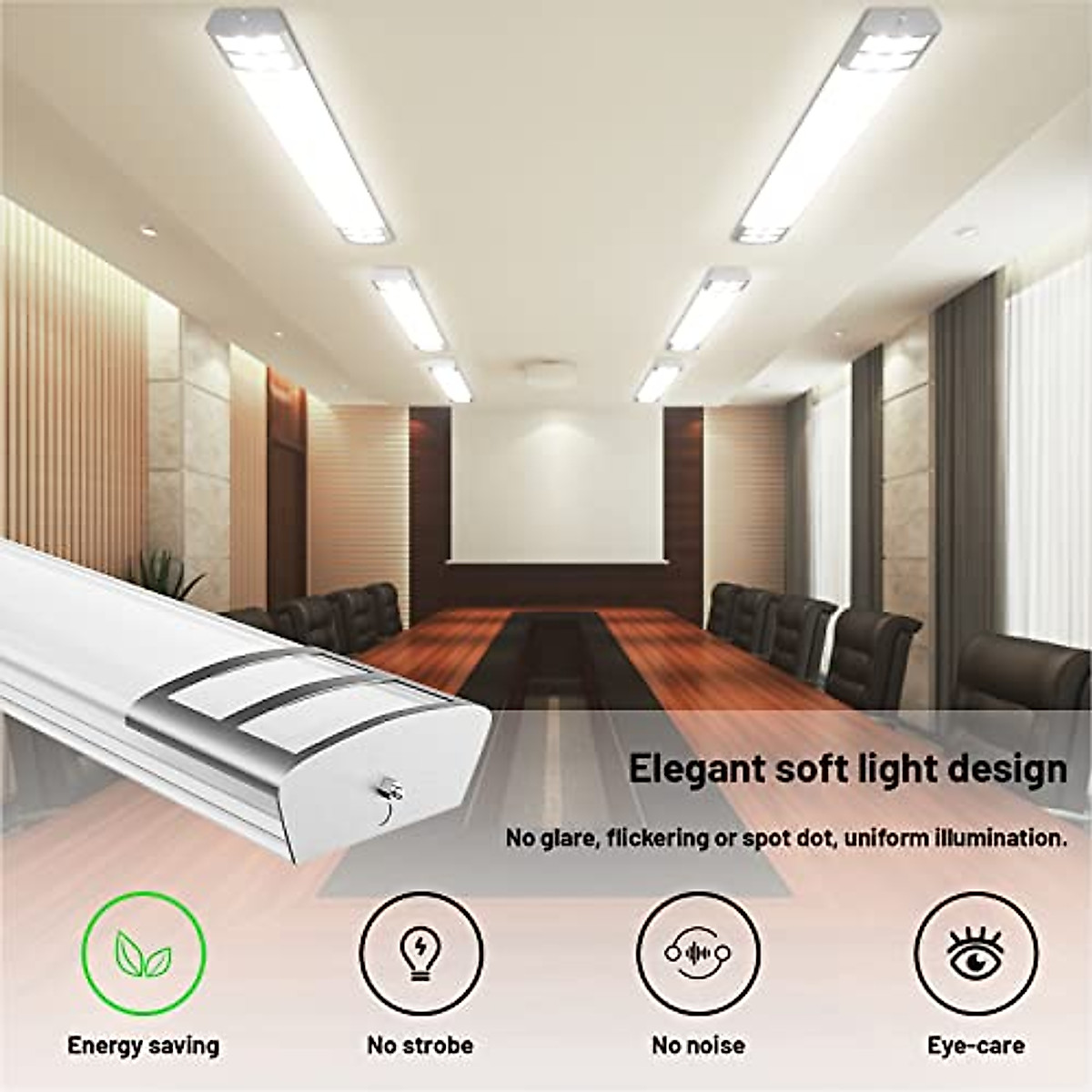 ANTLUX 4FT LED Flush Mount Puff Lights, 40W 4500LM Linear Light, 4000K Neutral White, 4 Foot Integrated LED Wraparound Ceiling Lighting Fixtures for Kitchen Laundry, Fluorescent Replacement, 4 Pack
