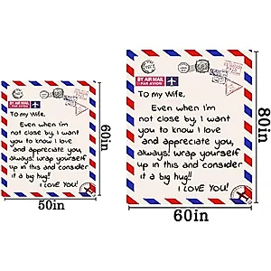 KOXHOX to My Wife Letter Blanket Throw Never Forget That I Love You Blanket to My Wife from Husband for Birthday Wedding Valentine's Day Blanket Gift (5060in,to My Wife-2)