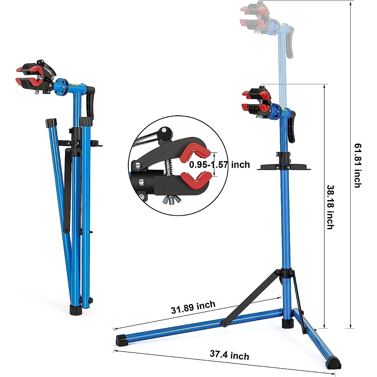 yoyomax Bike Repair Stand-Bike Repair Stand, bike stand repair w/Welded Clamp Head, Max 55 lb, Quick Release Devices, Ideal for two driven bicycles, fat bikes, e-bikes , Blue