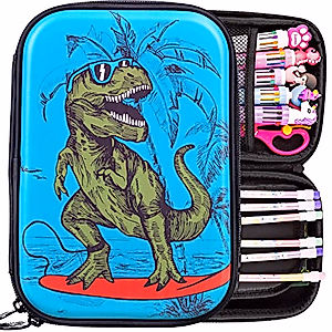 gxtvo Kids Pencil Case for Boys, Cute Dinosaur Pencil Box, School Large Capacity Pencil Bag with Double Zipper