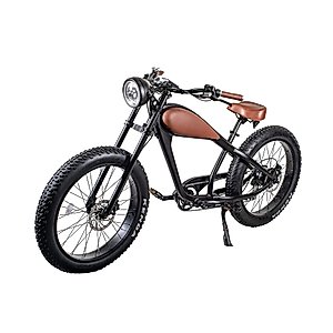 Adult Electric Bicycle 750W 26 inch Fat Tire Cafe Racer Beach Cruiser Bike (17.5Ah, Full Accessories)
