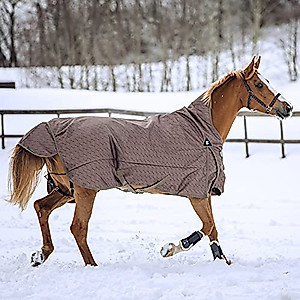 HORZE Avalanche 1200D Lightweight Turnout Blanket with Fleece Lining | Waterproof Horse Rain Sheet - Chocolate Chip Brown/Dark Brown - 72 in