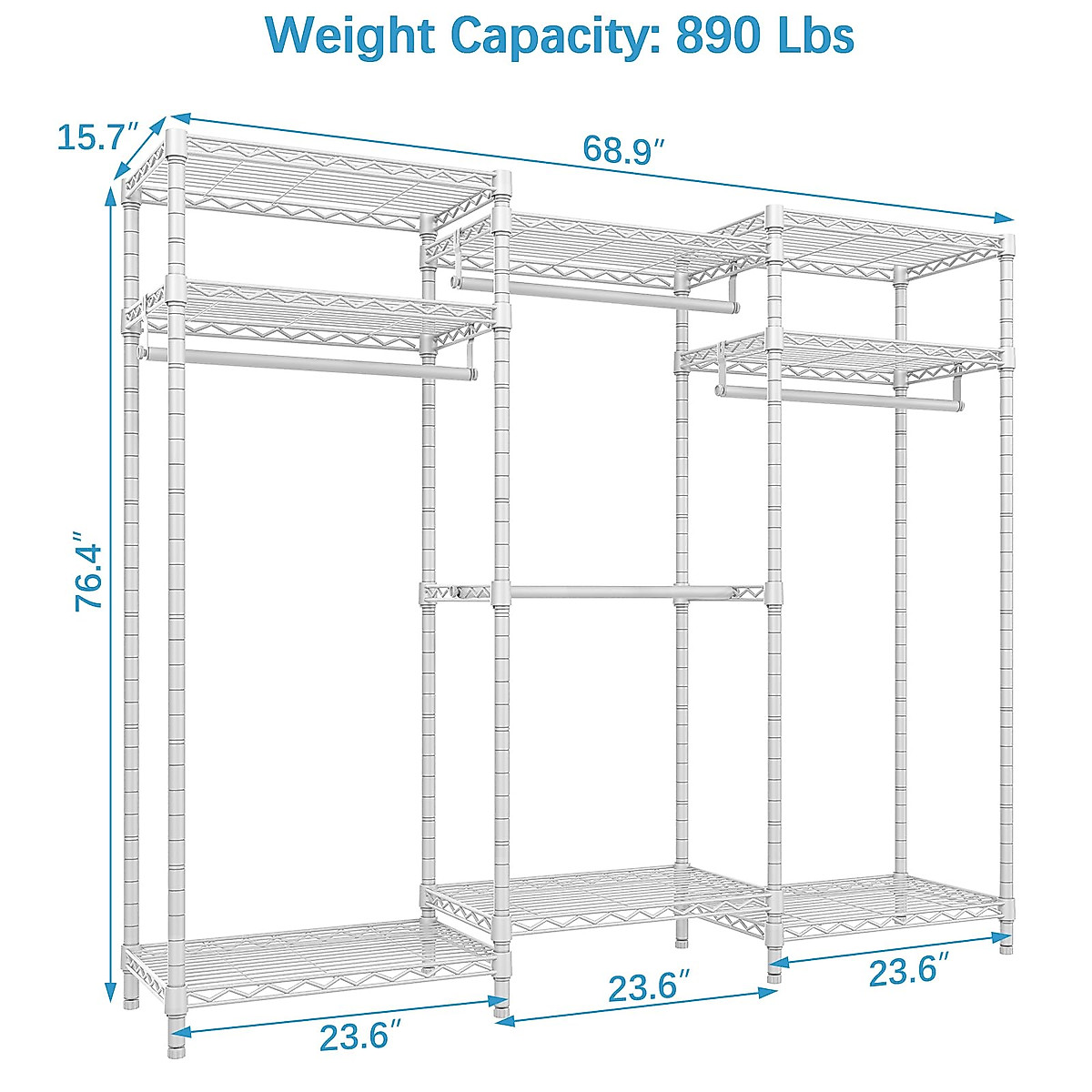VIPEK V5i Garment Rack Heavy Duty Clothes Rack, Freestanding Closet Wardrobe Clothing Rack, White