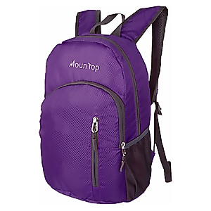 mountop Outdoor Lightweight Foldable Water Resistant Backpack for Travel Hiking Riding - Purple