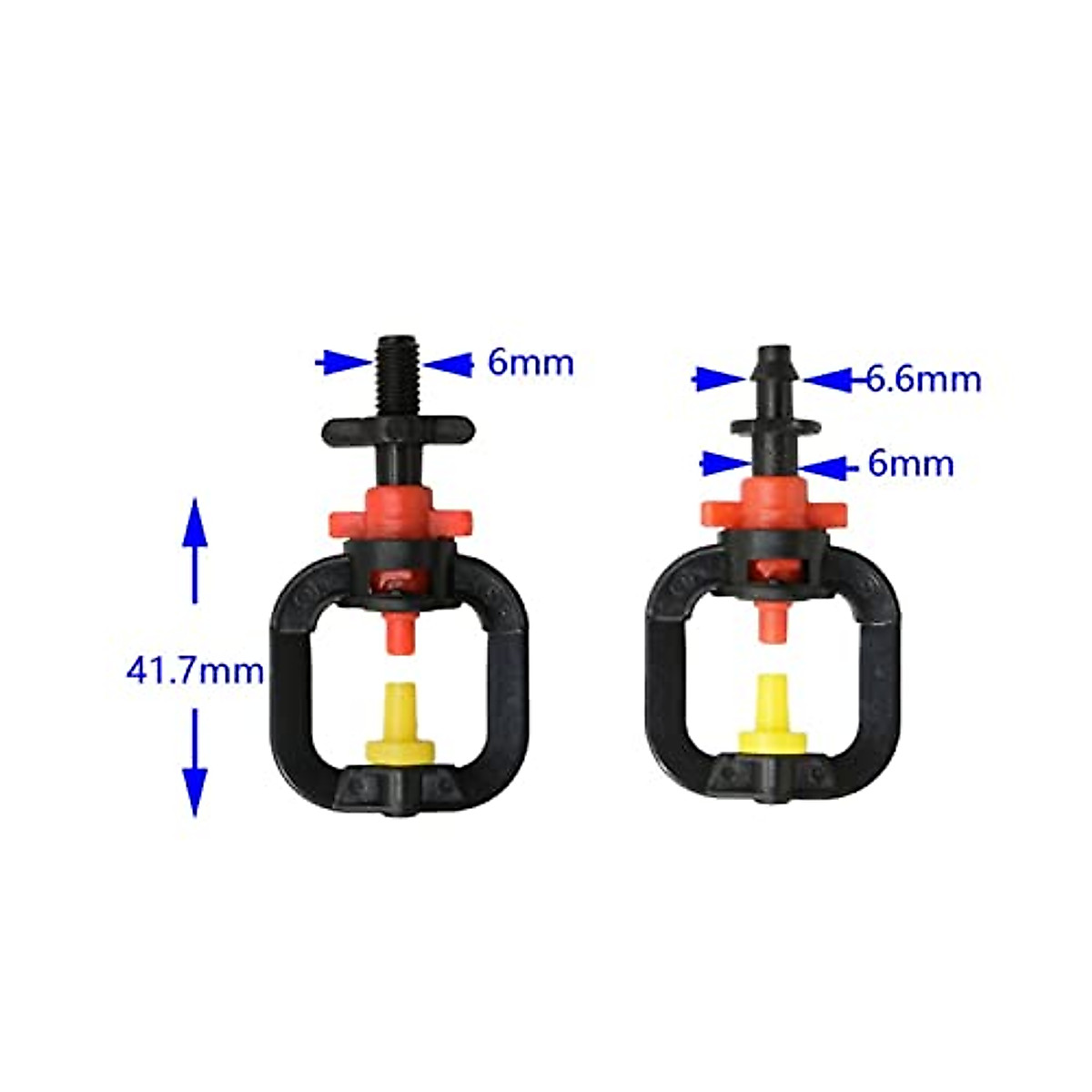 VIEUE Garden Drip Irrigation System Accessories Refraction Atomization Nozzle with Threaded Barbed Connector, Greenhouse Suspension Nozzle, Water-Saving Atomization Nozzle 10 (Color : Barb)