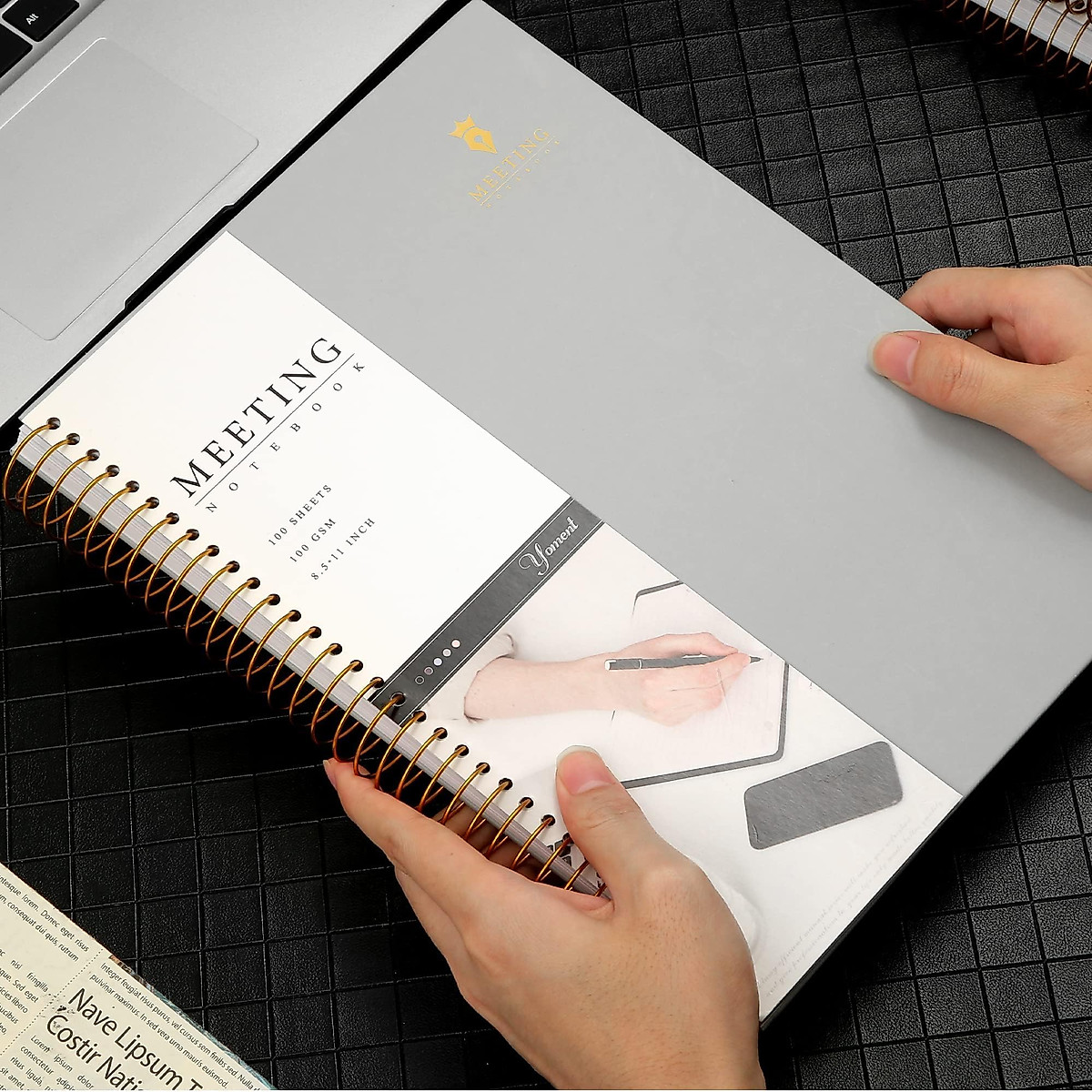 Meeting Notebook for Work with Action Items Hardcover Spiral Meeting Planner for Office Business Meeting Work Notes Notebooks for Note Taking Professional Meeting Notebooks for Men Women,Grey