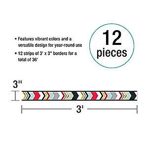 Carson Dellosa Modern Chevron Bulletin Board Borders, 36 Feet of Straight Chevron Classroom Borders for Bulletin Board, White Board, Cork Board, Locker, Classroom Decor, and Modern Office Decor