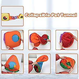 BWOGUE Bunny Tunnels & Tubes Collapsible Rabbit Hideout Tube and Foldable Cubes Playground Small Animal Activity Hideaway for Dwarf Rabbits Bunny Guinea Pigs Kitty