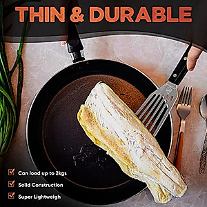 Fish Spatula 12.6 inch Stainless Steel - Fish Turner with Heat Resistant Handle - Premium Spatulas for Cooking Fish, Meat, Eggs - BBQ Slotted Turner with ABS Solid Handle and Hanging Hole