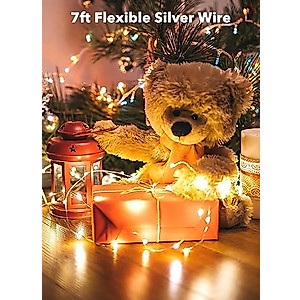 Brightown 12 Pack Led Fairy Lights Battery Operated String Lights Waterproof Silver Wire 7 Feet 20 Led Firefly Starry Moon Lights for DIY Wedding Party Bedroom Patio Christmas (12 Pack, Warm White)