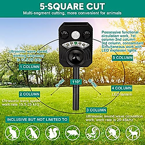 Ultrasonic Animal Repellent Solar Animal Repeller Ultrasonic Dog Repeller Deer Deterrent Deer Repellent Device Repels Cat Deer Raccoon Dog Rabbit Skunk Squirrel for Outdoor Yard, Black, Green (2 Pcs)