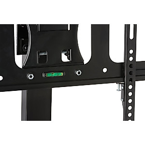 Displays2go Television Stand with Floor Mount, Steel Construction, Horizontal Orientation – Black (TVSVM3270B)