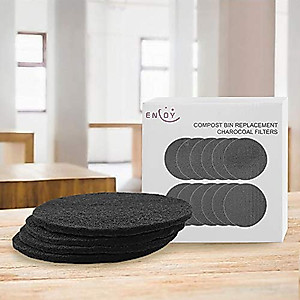 7.2 Inch Kitchen Compost Bin Filters Charcoal Replacements, ENLOY 12 Pack Charcoal Filters for Countertop Home Bucket, Longer Lasting Round Extra Thick Activated Charcoal