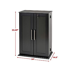 Prepac Locking Media Storage Cabinet with Shaker Doors Storage Cabinet, Black