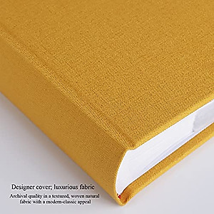 1DOT2 Photo Album with Writing Space 50 Pages 4x6 Photos Hold 200 or 5x7 Picture Hold 100, Linen Cover Acid Free Pages Picture Photo Book with Memo for Family Anniversary Wedding Baby (Indian Yellow)