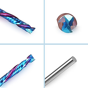 HQMaster Up & Down Cut Bit 1/8" Shank Compression Bit Spiral CNC Router Bits End Mill Tungsten Carbide Milling Cutter Set 5 Pack