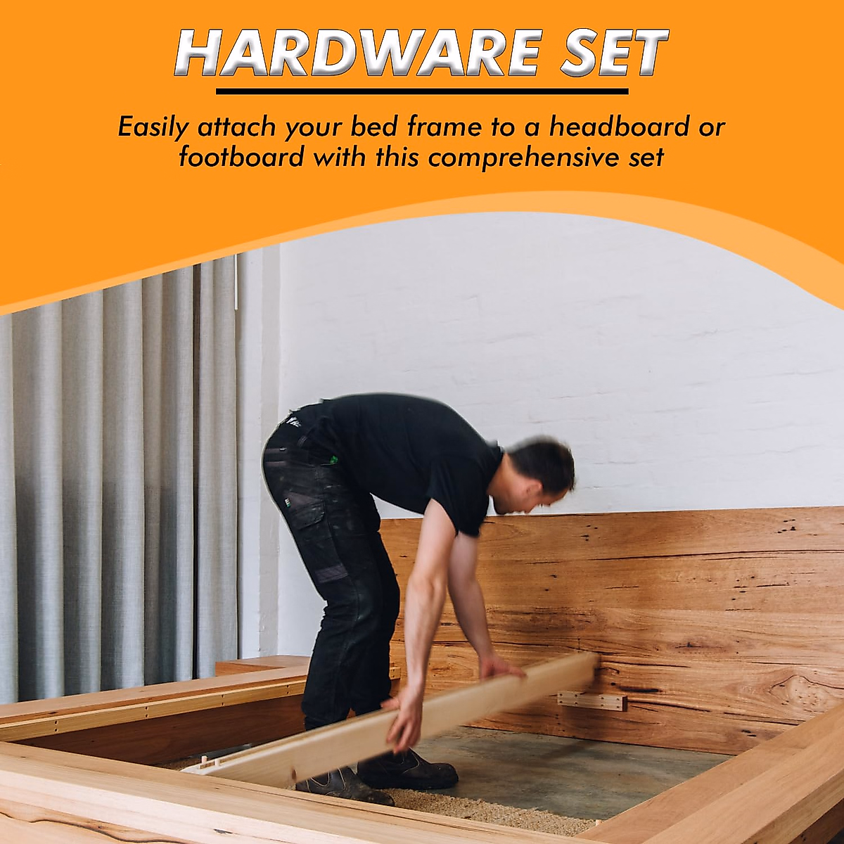 Kings Brand Furniture Bed Frame Hardware Set - Heavy Duty Hardware for Bed Frame to Attach Headboard & Footboard - Screws for Metal Bed Frame - Furniture Screws Bolts Washers - 42 Pcs