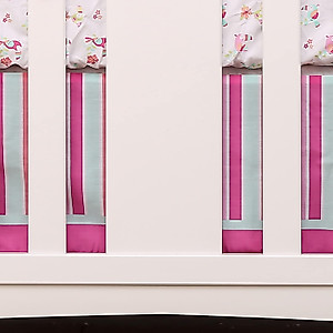 Brandream Crib Bedding Sets for Girls Pink Garden Elephant Parrot Birds 3-Piece Nursery Set | Baby Comforter, Fitted Crib Sheet, Crib Skirt Included, Floral Animal Collection