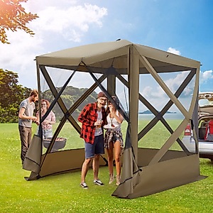 JOMEED 6’ X 6’ Pop Up Canopy Tent, Outdoor Camping Gazebo Screen Tent 4-Sided Gazelle Tent with Mosquito Netting, Portable Carry Bag for Lawn and Backyard (6ft x 6ft)