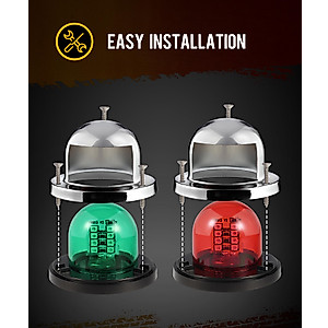 Partsam 2Pcs Marine Boat Light, Red Green LED Bow Navigation Lights, Deck Port Side Starboard Lights Sailing Signal Light for Pontoon Yacht Sailboat Speedboat Fishing Boats, IP67 Waterproof, DC 12V