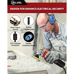 SILVEL 860W Wet Polisher, 4 inch Wet Stone Polisher with 6 Variable Speeds, 110V Granite Polisher with 7 Diamond Polishing Pads for Granite, Marble, Concrete, Stones