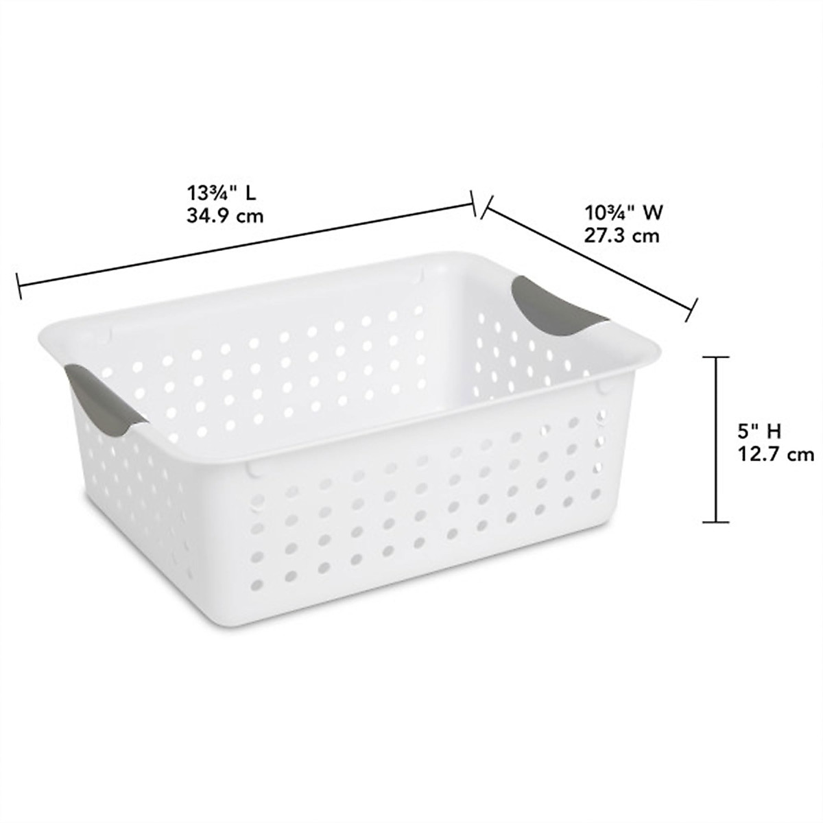 Sterilite 16248006 Medium Ultra Basket, White Basket w/ Titanium Inserts, 6-Pack