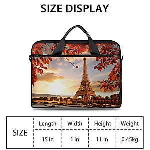 Eiffel Tower Sunset Laptop Computer Bag Waterproof Shoulder Messenger Bag 13-15 inch Durable Laptop Tote Bag with Shoulder Strap Handle Lightweight Crossbody Briefcase
