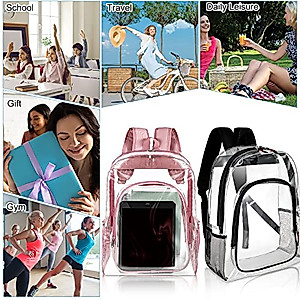 Amylove 2 Pieces Clear Backpack Pack Heavy Duty Clear Plastic Backpack PVC Transparent Bookbag See Through Backpacks for Kids Women Men