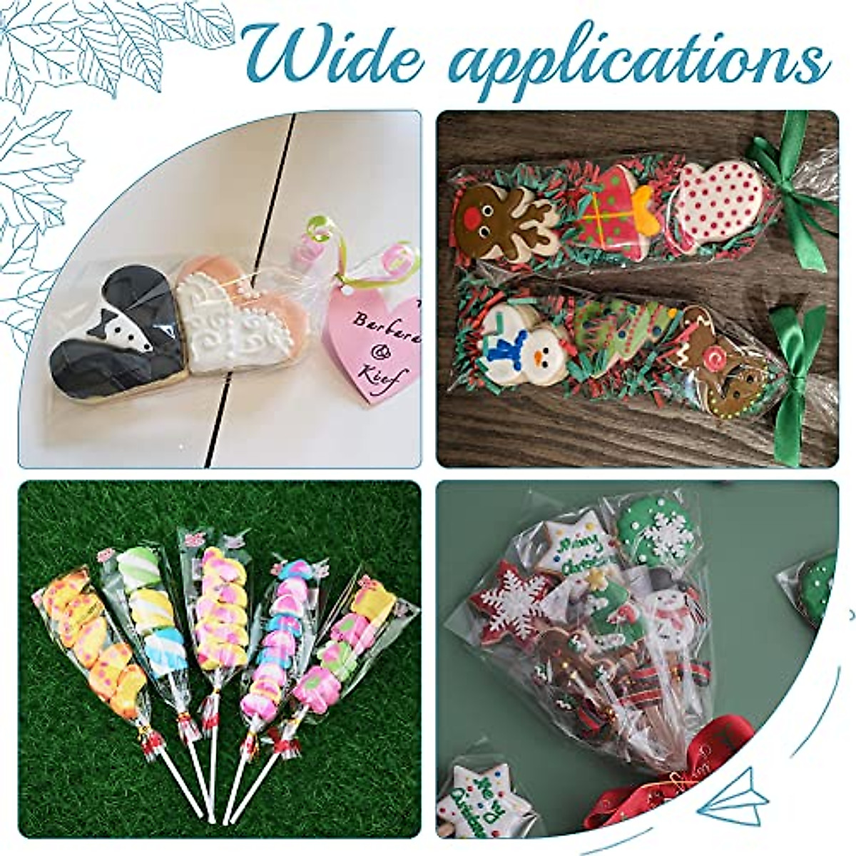 PH PandaHall 3x9 Cellophane Treat Bags, 200pcsTreat Bags Clear Heat Seal Cello Bags Long Candy Gift Treat Bags Pretzel Bags for Cookies Candies Small Homemade Arts Party Favor Gifts Bags