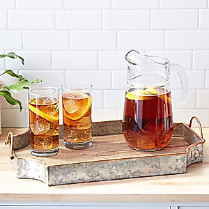 Circleware Cooperstown Wooden Craftsman Rectangle Serving Tray with Handles Kitchen Multi-Purpose Serveware for Coffee Table, Dinner, Breakfast, Food, Farmhouse Decor, 17.5” x 11” x 2”, Home