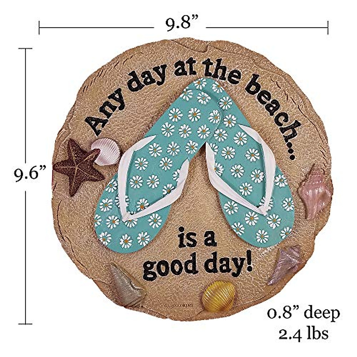 Spoontiques - Garden Décor - Beach Sandals Stepping Stone - Decorative Stone for Garden