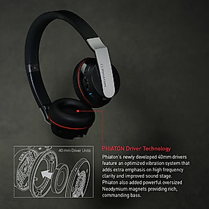 Phiaton BT 330 NC Over The Ear Qualcomm Bluetooth Headphones – Active Noise Cancelling Earphones with Wireless Headphone Mic, Multi-Device Pairing, and Extended Battery Life