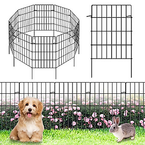 10 Pack Garden Fence Animal Barrier Fencing 1.44 inch Spacing Total 10.8ft (L) x 24in (H) Rustproof Metal Wire Yard Blocker Dog Fences Border for Outdoor Flower Bed Landscape Fencing Decor Black