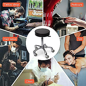 TASALON Rolling Stool - Adjustable Stool with Wheels - Soft Swivel Workbench Stool- Desk Stool Chair for Kitchen, Salon, Spa, Tattoo, Pedicure - Massage Stool Salon Stool Esthetician Chair – Black