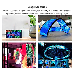 Flexible RGBFull Color LED Matrix Panel 96x48 Pixels, 2.5mm Pitch, 4608 Individual RGB LEDs, Adjustable Brightness and Bendable PCB,Compatible with Raspberry Pi / Raspberry Pi Pico / ESP32 / Ardu