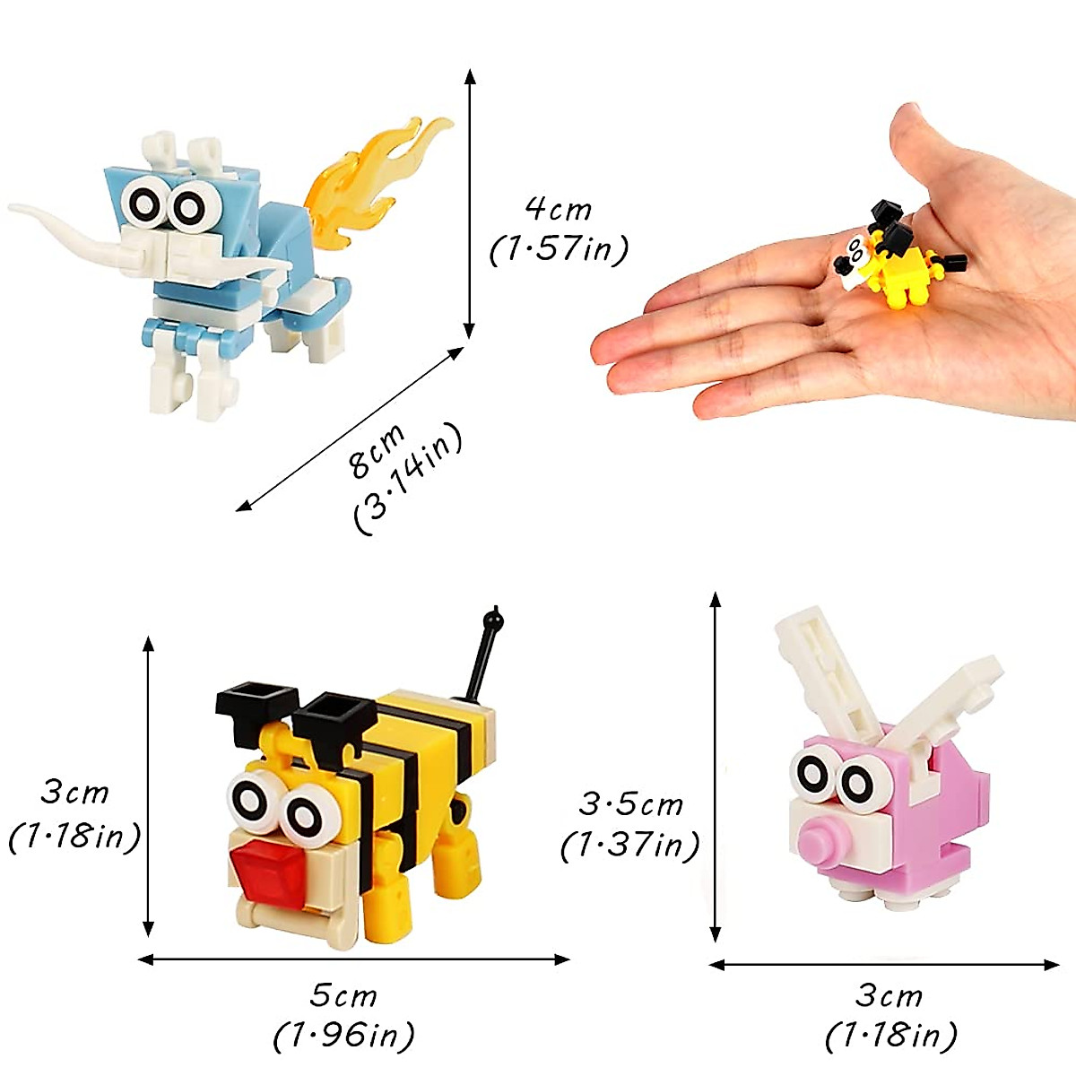 IAMGlobal 12 Mini Animal Building Blocks Toy Set, Animals Figures Stem Toys, Party Supplies Gifts Party Favor for Kids, Goodie Bags, Birthday, Carnival Prizes