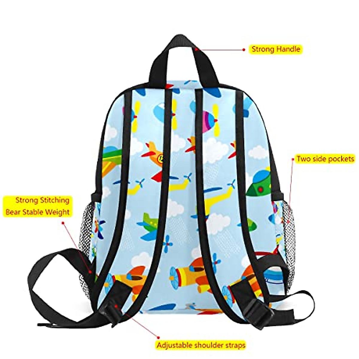 FCZ Kids School Bag Girls Boys Preschool Toddler Backpack for Boy Girl Lightweight Shoulder Book Bag for Kids Perfect Back Pack for Toddler to Kindergarten Cute Airplane