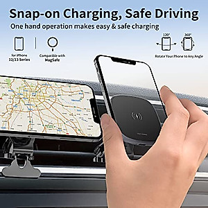 Magnetic Charger Car Vent Mount, UTOO Strong Snap Phone Holder, Easy to Intall, Fast Wireless Charge for iPhone 12 iPhone 13 iPhone 14 Series