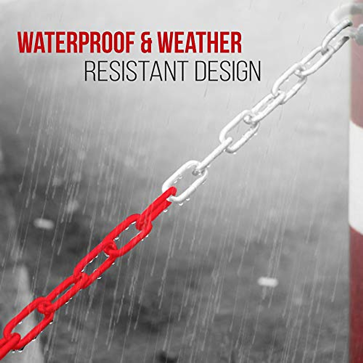 Pyle Safety Chain Barrier Plastic Links - 82' Ft Caution Security Chain Link Barriers Crowd Control, Door Driveway Garage Kids Safety Blocker, Multi color (6mm)